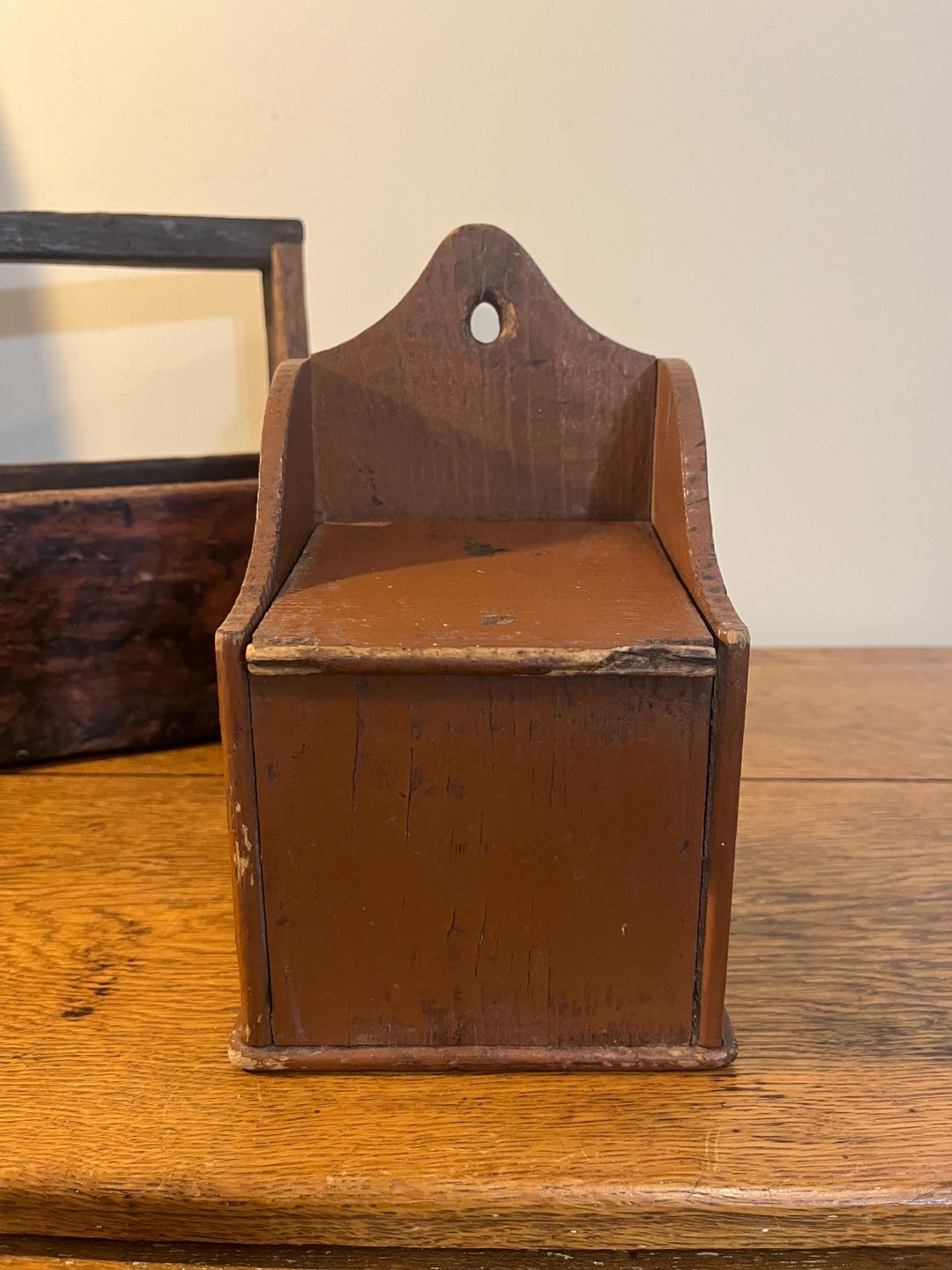 Antique Wooden Slant Top Salt Box - Etsy