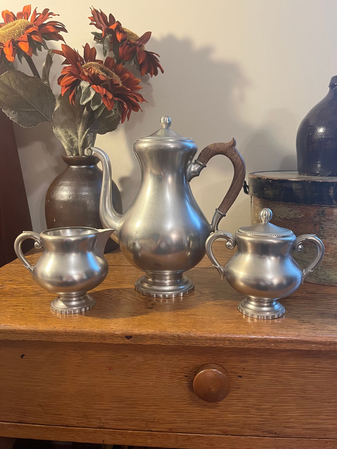 Vintage Royal Holland Pewter Tea Set With Creamer and Sugar - Etsy