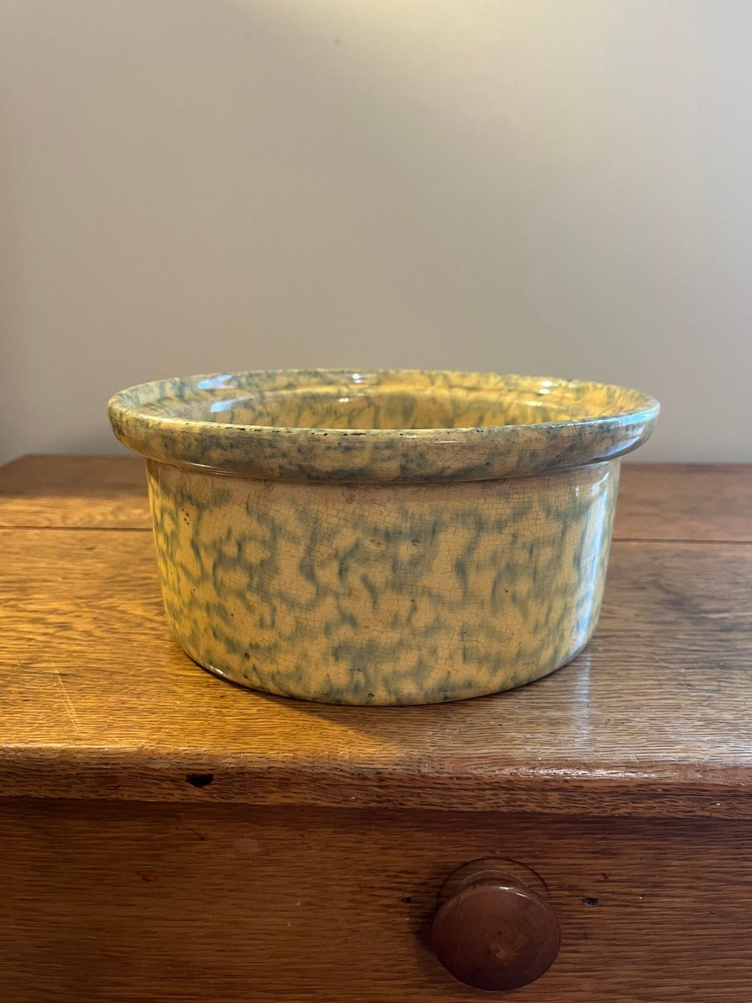 Antique Blue / Yellow Spongeware / Splatterware Bowl - Etsy