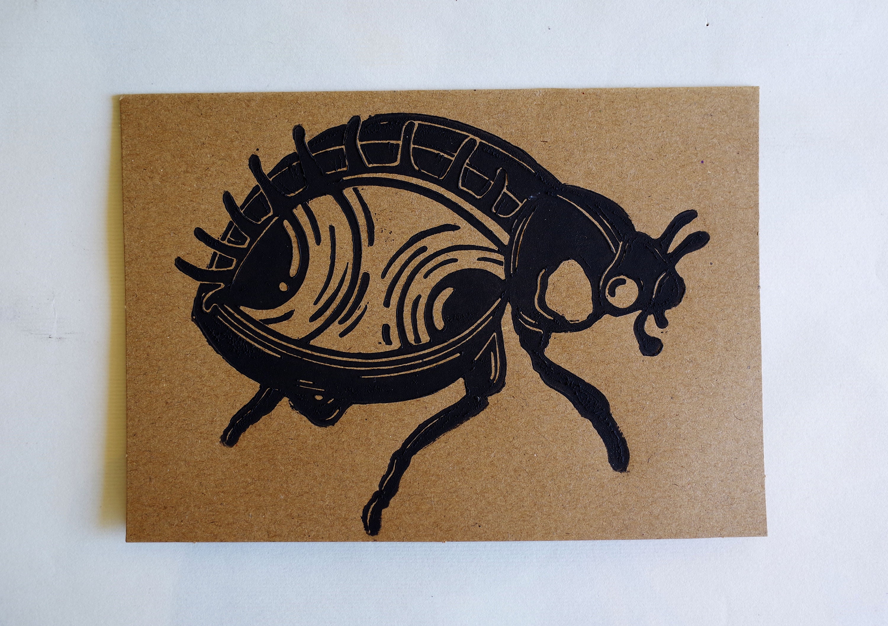Ladybug Card Linocut Illustration - Etsy