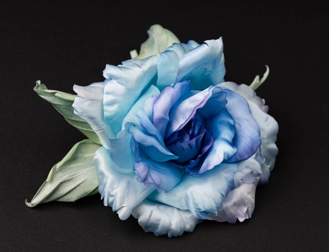 Blue Flower Pin • Silk Flower Brooch • Rose Pins - Etsy