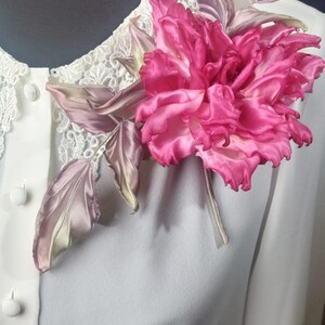 Pink Flower Pin • Handmade Silk Flower • Silk Flower Brooch - Etsy