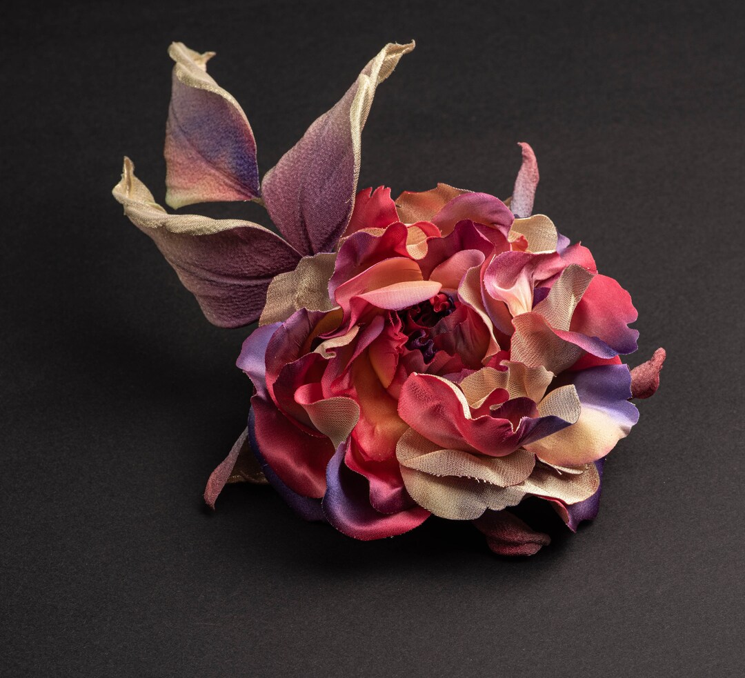 Rainbow Flower Pin • Silk Rose Brooch • Floral Hair Piece - Etsy