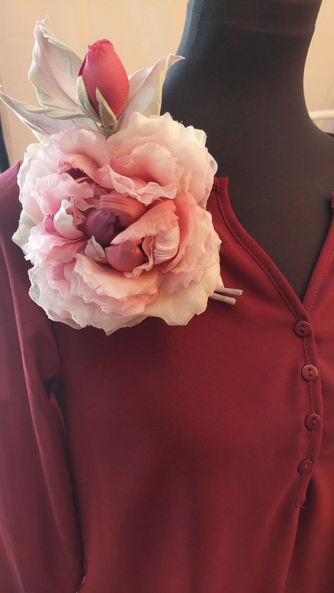 Silk Rose Brooch Pink Flower Pin Elegant Brooch | Etsy