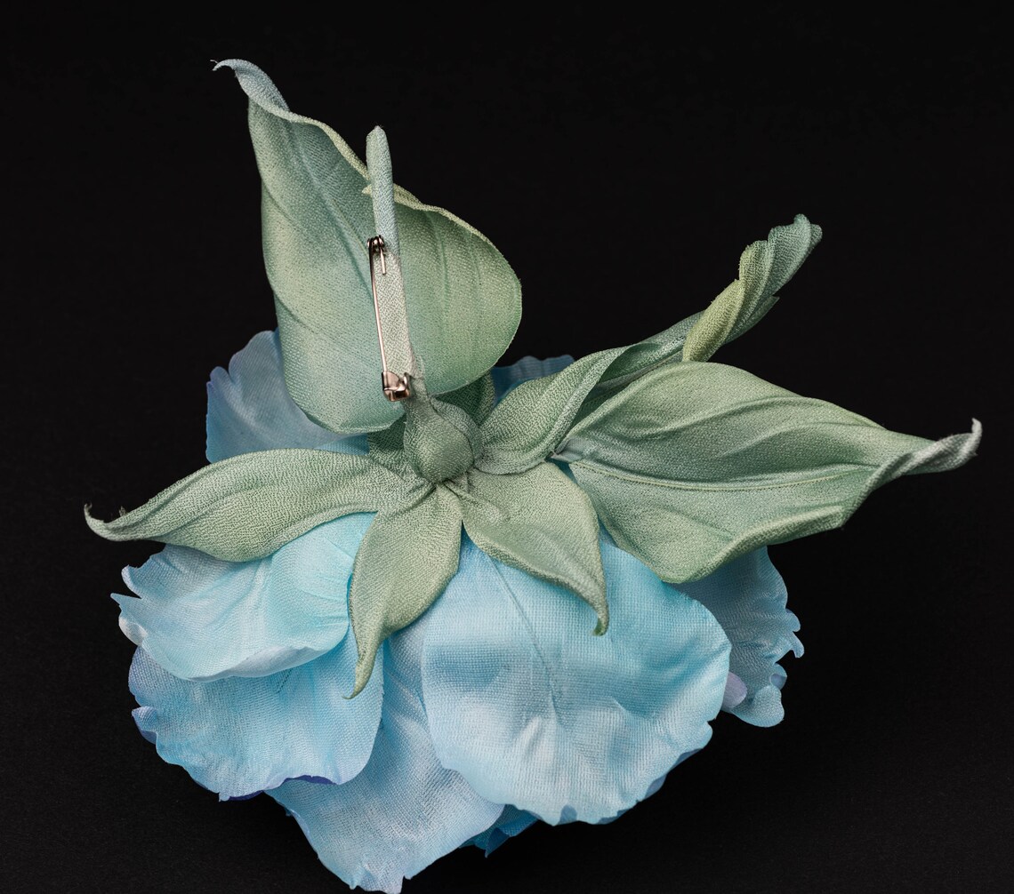 Blue Flower Pin • Silk Flower Brooch • Rose Pins - Etsy