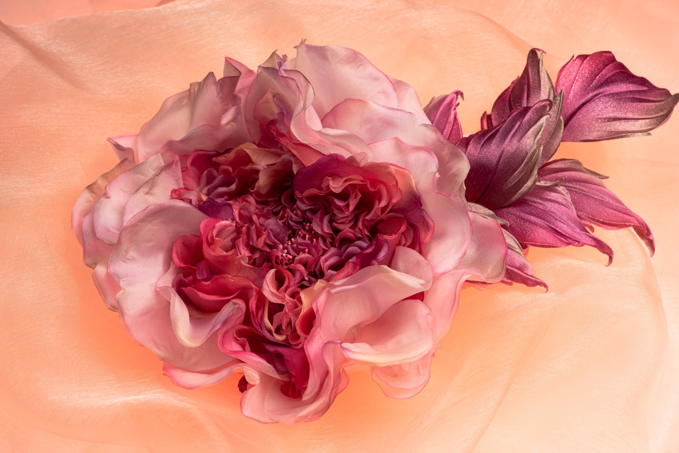 Extra Large Brooch Silk Flower Pin Large Hair Clip - Etsy