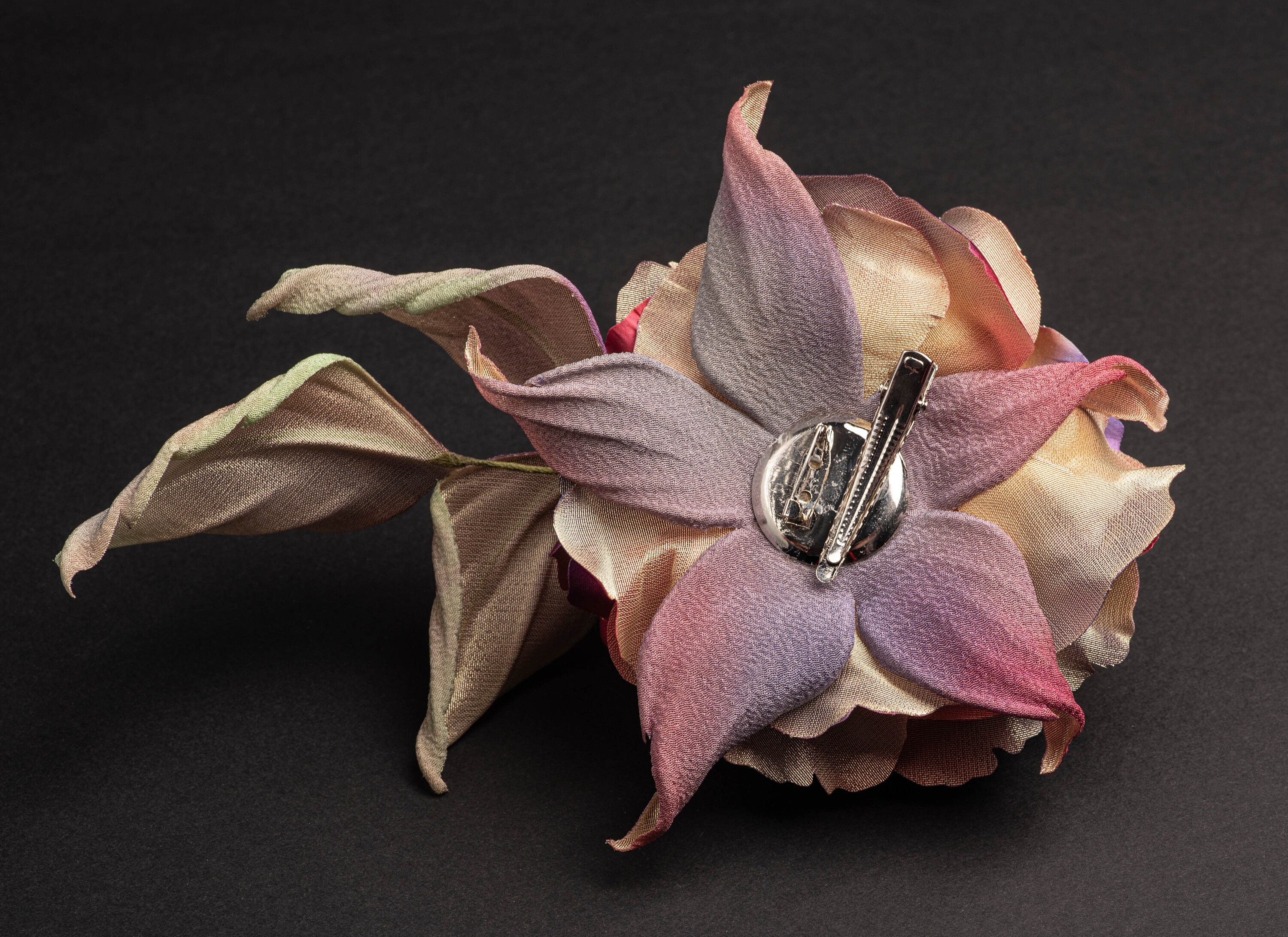 Rainbow Flower Pin Silk Rose Brooch Floral Hair Piece - Etsy