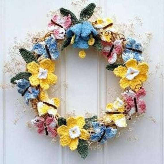 Vintage Crochet Pattern Spring Flower Wreath Floral Wreath - Etsy