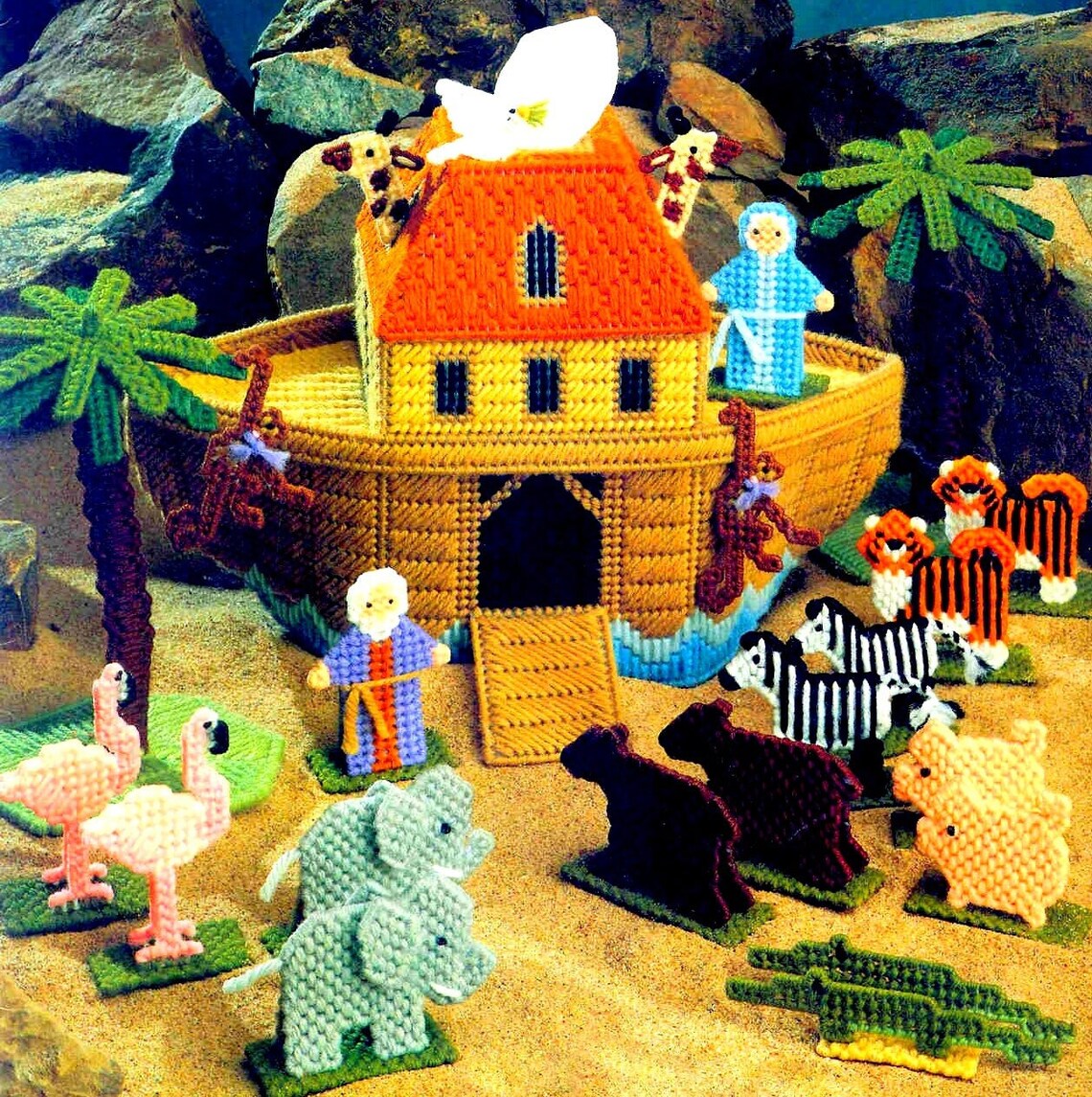 Plastic Canvas Noah's Ark Animals Dolls Tissue Box Cover - Etsy