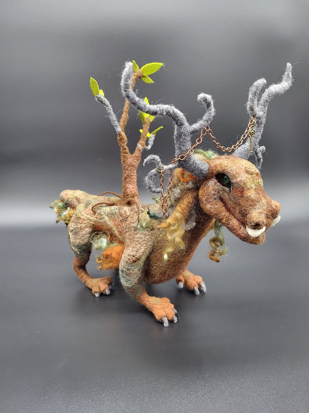 Needle Felted Fairy Brown Dragon/ Earth Dragon/ Tree Dragon - Etsy