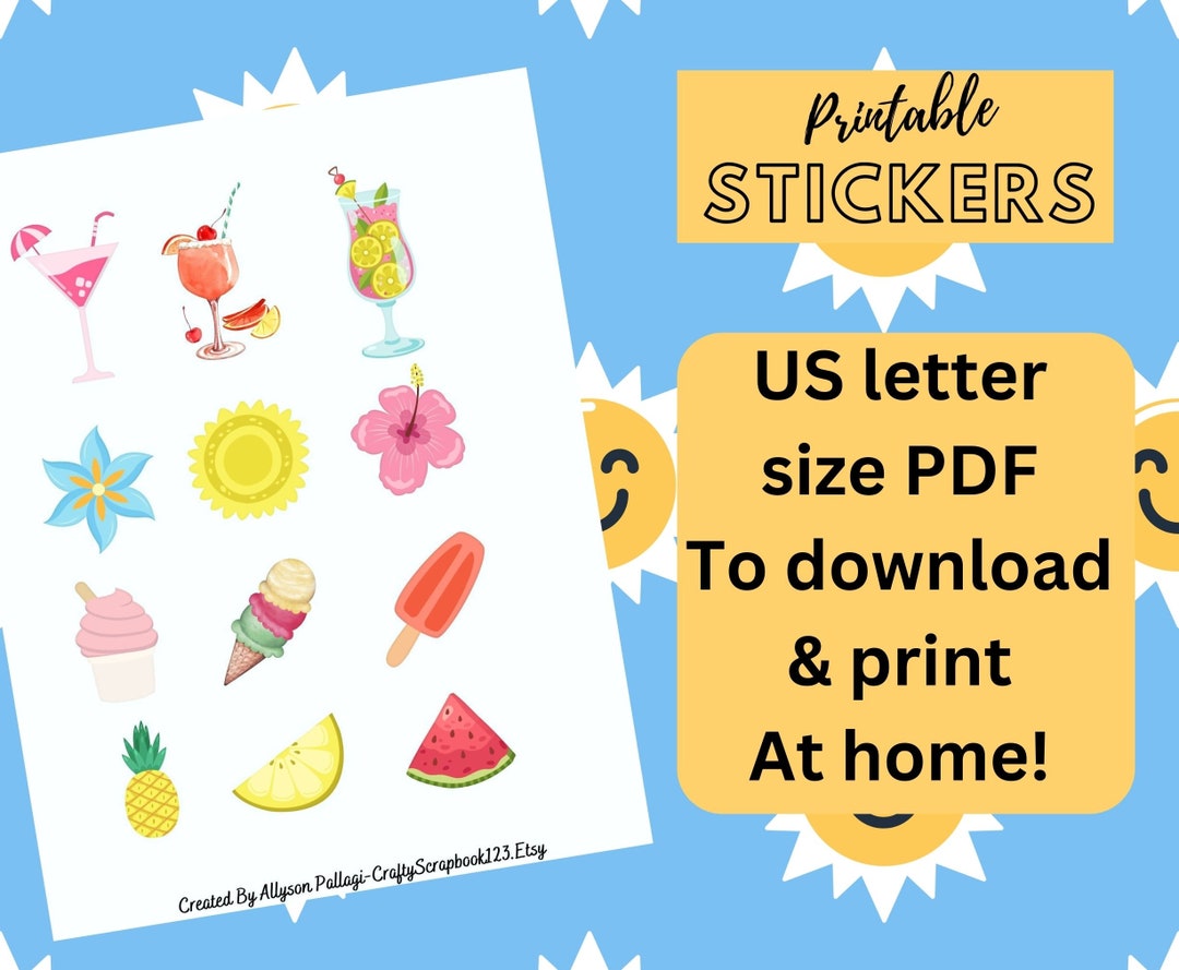 Printable Journal/planner Stickers US Letter Size Digital Download ...