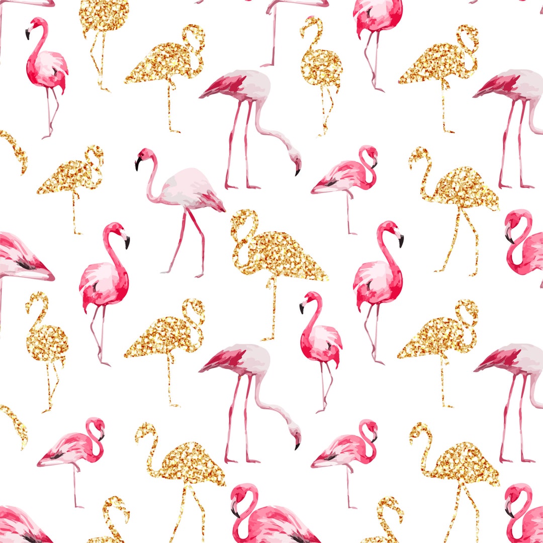Pink Flamingo With White Background-digitial Paper - Etsy