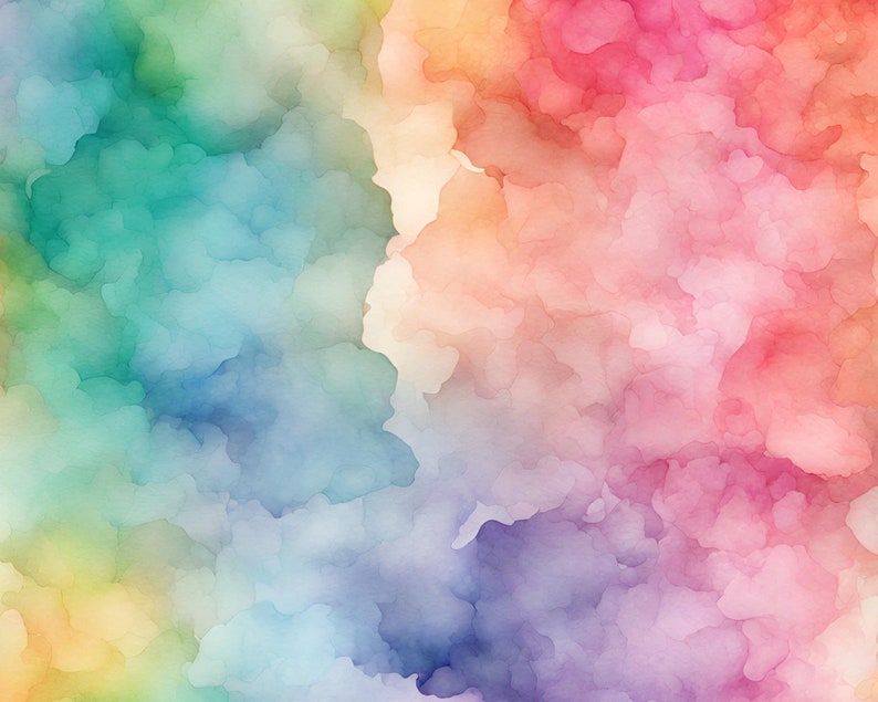 Rainbow Watercolor Digital Paper Bundle - Etsy