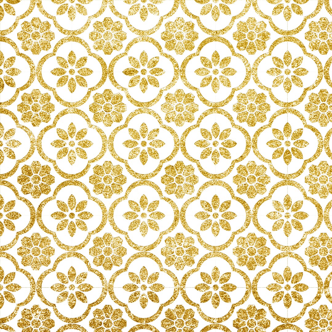 Gold Flower Like Pattern Outlined Gold-digital Paper - Etsy