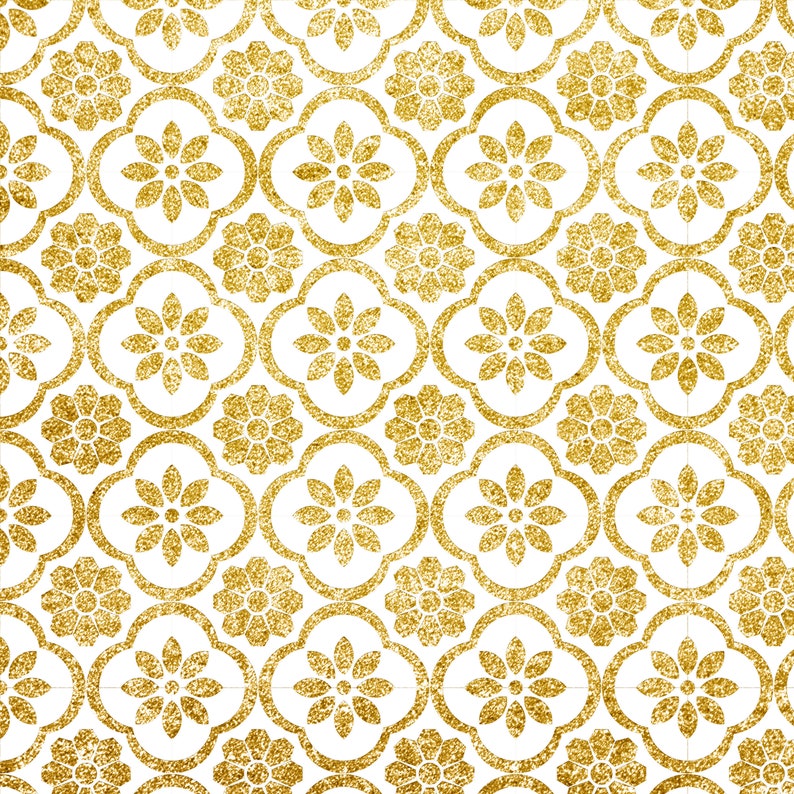 Gold Flower Like Pattern Outlined Gold-digital Paper - Etsy