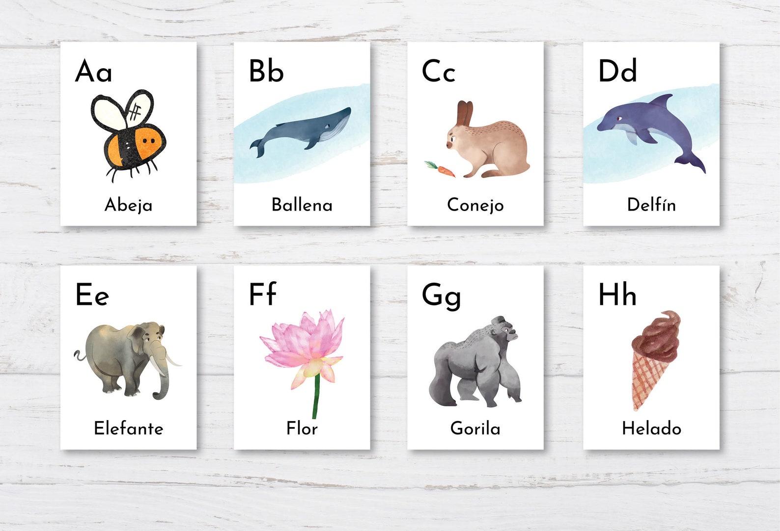 Tarjetas Del Abecedario Para Imprimir. ABC Minimalista, Acuarelas ...