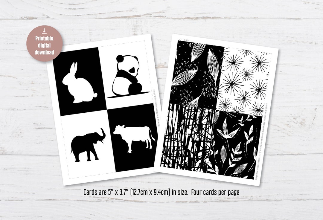 High Contrast, Black & White Baby Flashcards. Printable Montessori ...