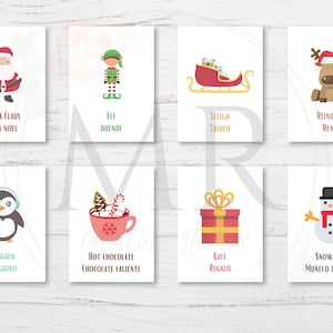 Christmas Words Printable Flashcards English and Spanish. Tarjetas De ...