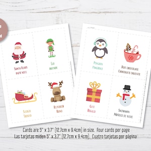 Christmas Words Printable Flashcards English and Spanish. Tarjetas De ...