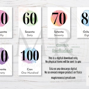 Numbers Printable Flashcards English and Spanish, Just Numbers ...