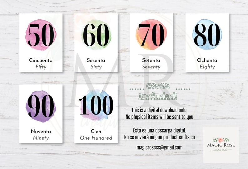 Numbers Printable Flashcards English and Spanish, Just Numbers ...
