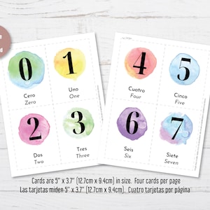 Numbers Printable Flashcards English and Spanish, Just Numbers ...