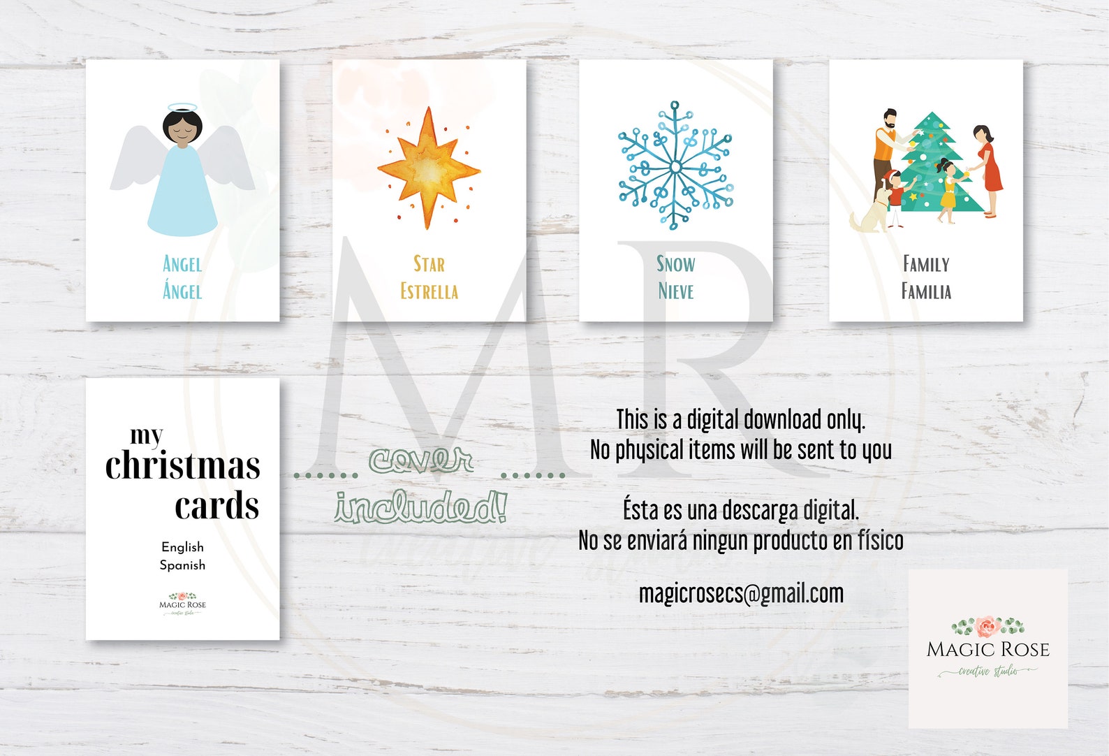 Christmas Words Printable Flashcards English and Spanish. Tarjetas De ...