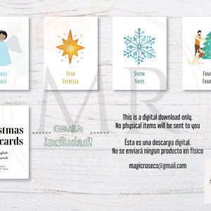Christmas Words Printable Flashcards English and Spanish. Tarjetas De ...