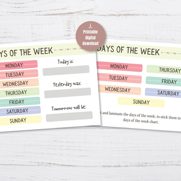 Days of the Week Printable - Etsy