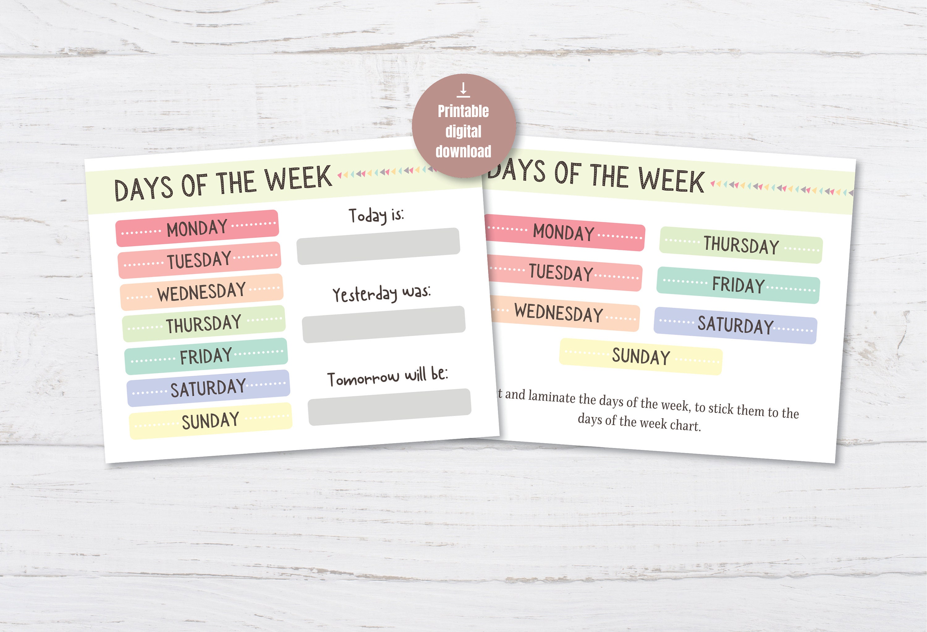 Printable Days of the Week, Learning Velcro Busy Books Page Montessori ...
