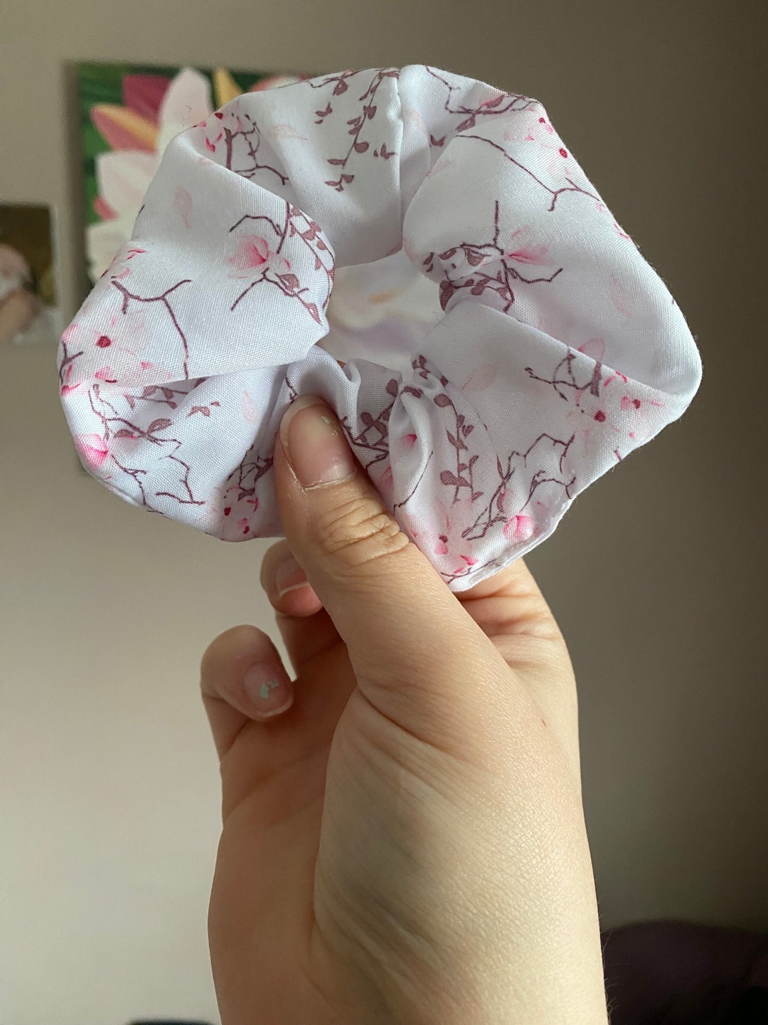 Sakura Cherry Blossom Hair Scrunchie, Pretty Hair Scrunchie, Pink ...