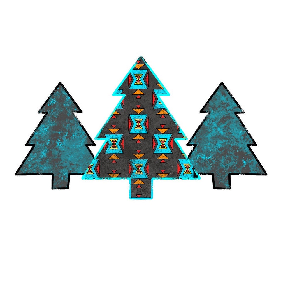 Distressed Aztec Christmas Trees Digital PNG for Sublimation | Etsy