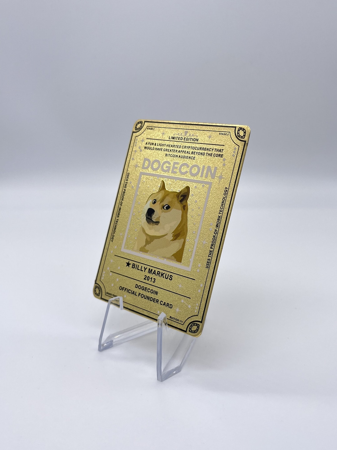 2023 Dogecoin Cryptocurrency Founder Card Made of Stainless Steel ...