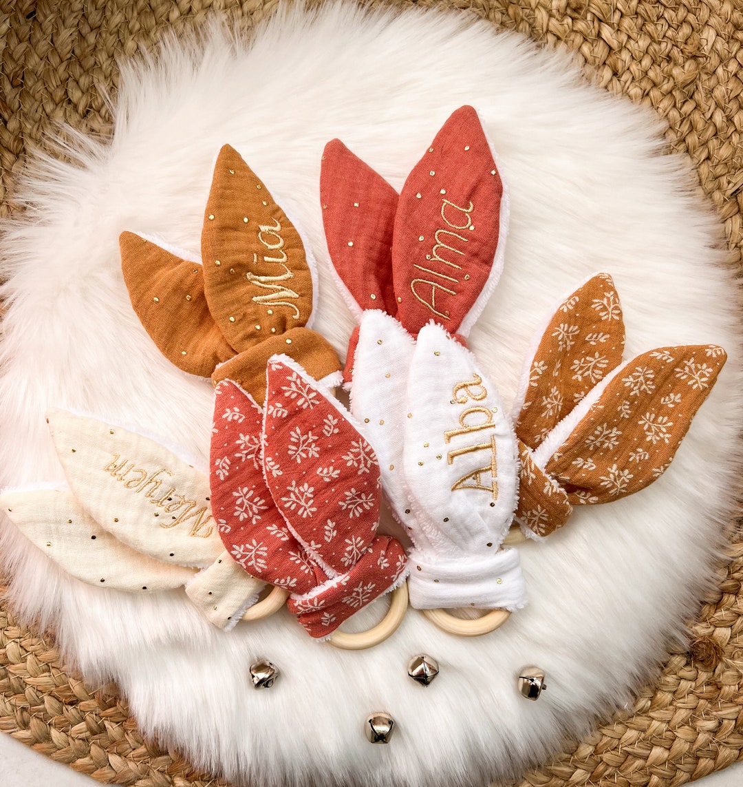 Rabbit Rattle, Customizable Rattle, Personalized Rattle, Embroidered ...