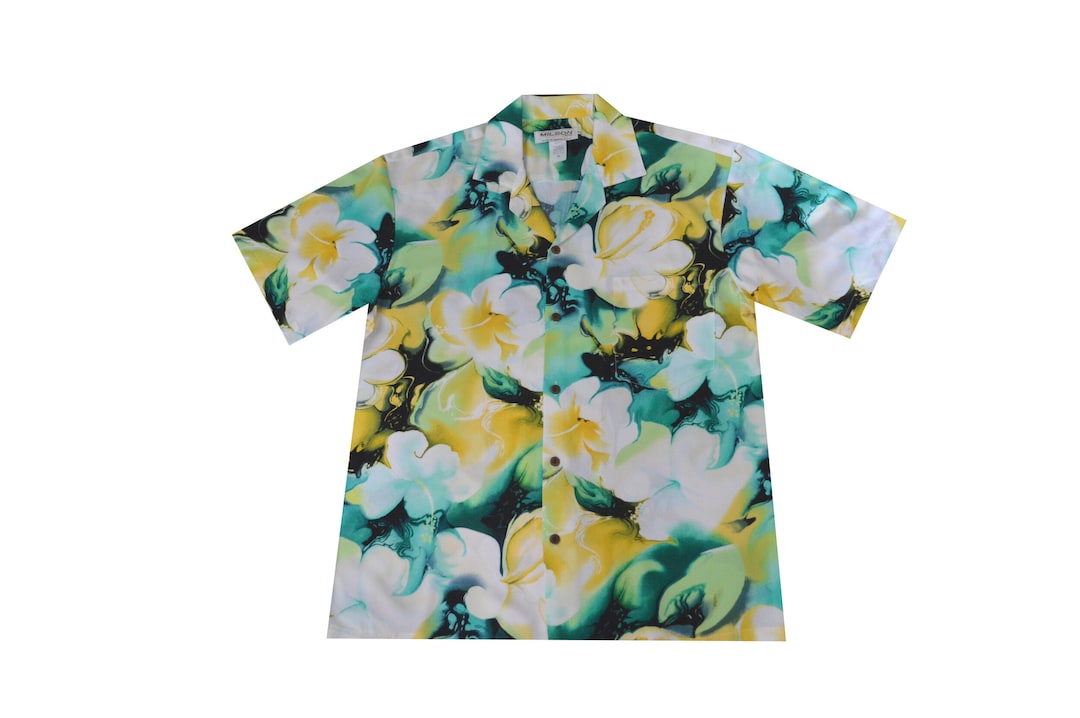Made in Hawaii Hawaiian/aloha Dress Shirt in 100% Rayon With Orchid ...