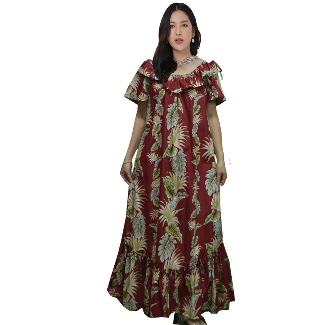 Hawaii-crafted Long Muumuu Dress With Puff Sleeves Elegant - Etsy