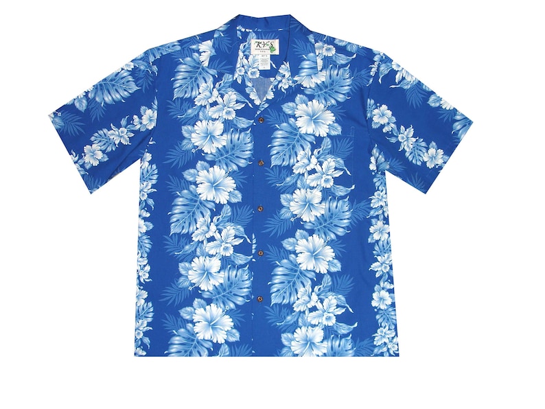 White Hibiscus Panel Hawaiian Shirt Men Made in Hawaii - Etsy
