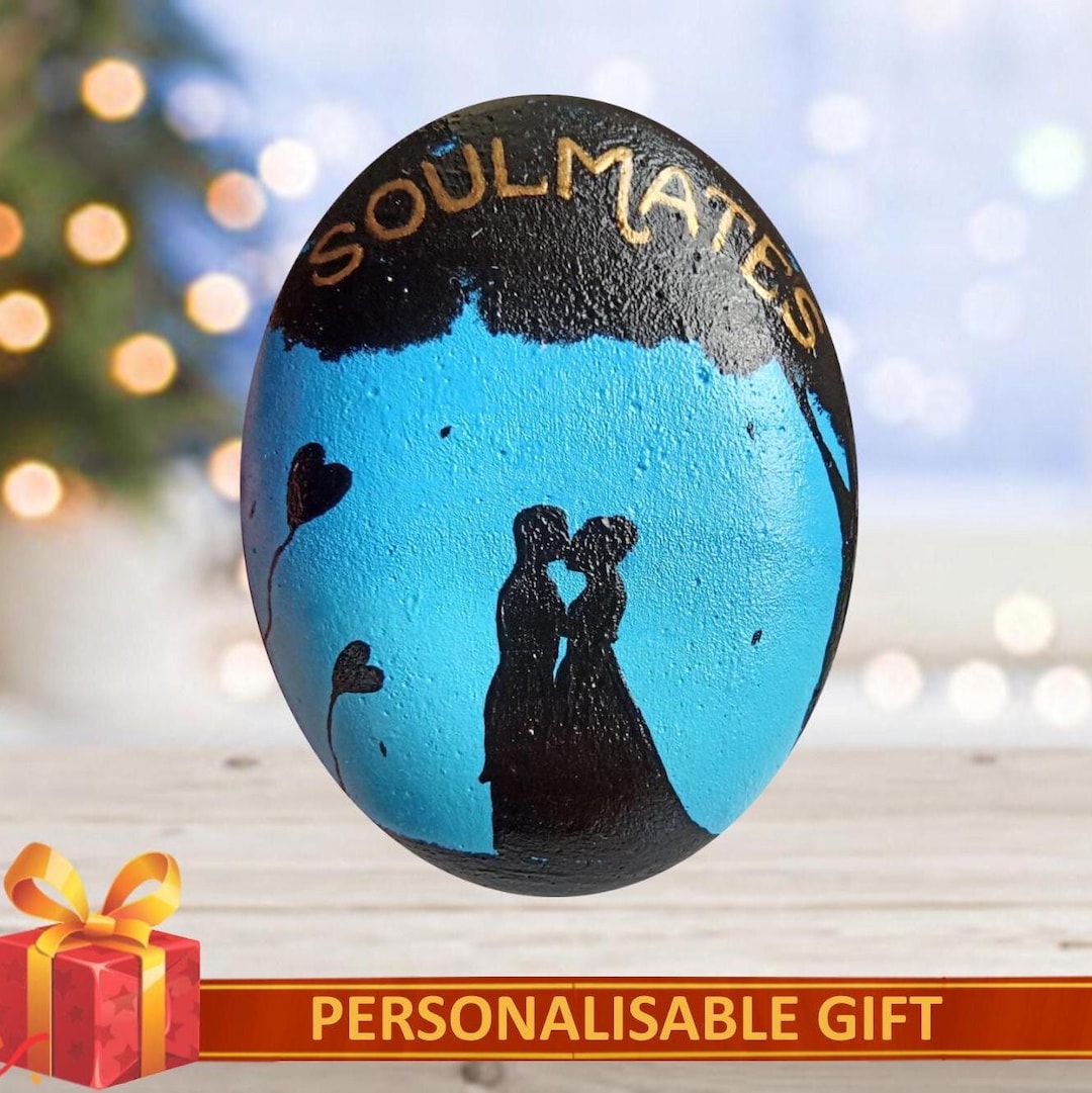 Large Hand-painted Rock Married Couple, Custom Painted Rock Anniversary ...