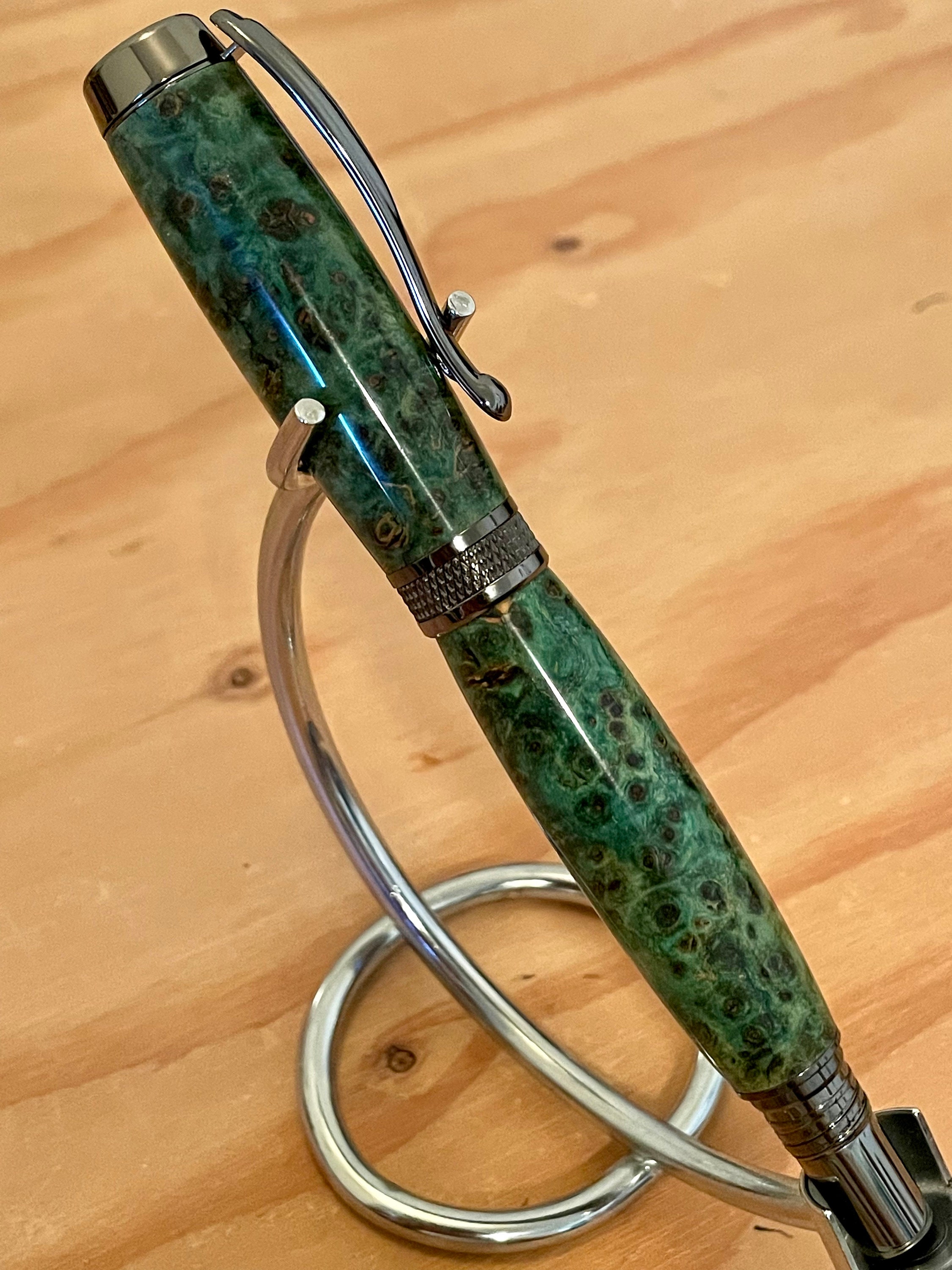 Green Dyed Blsck Ash Burl Rollerball Pen - Etsy