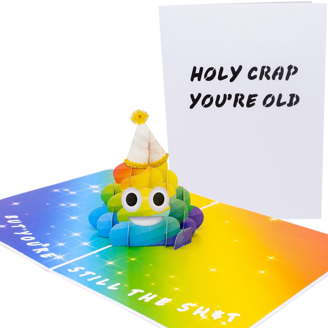 Funny Poop Emoji Birthday Card 30th, 40th, 50th, 60th Birthday Rainbow ...