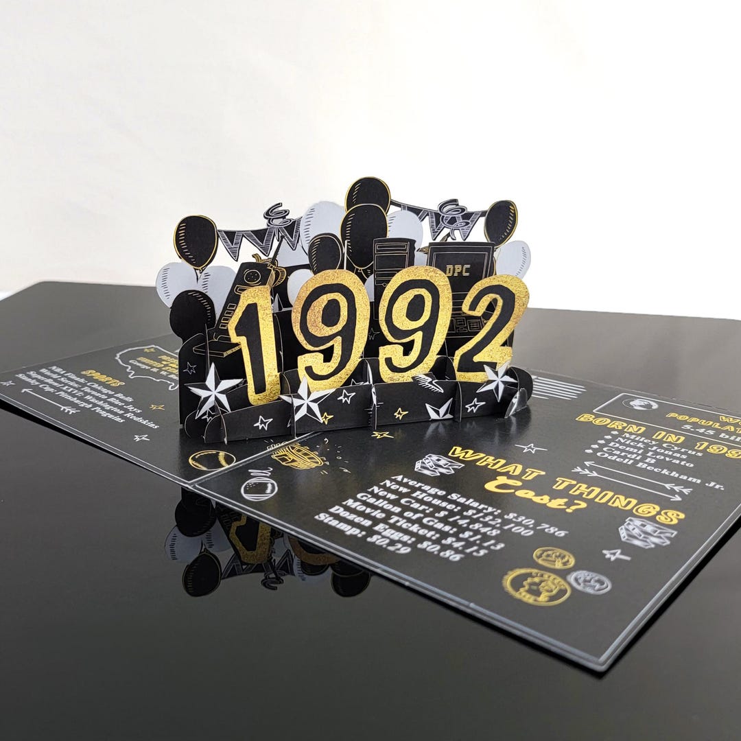 Back in 1992 Birthday Card 3D Pop up 1992 Greeting Card Celebration ...