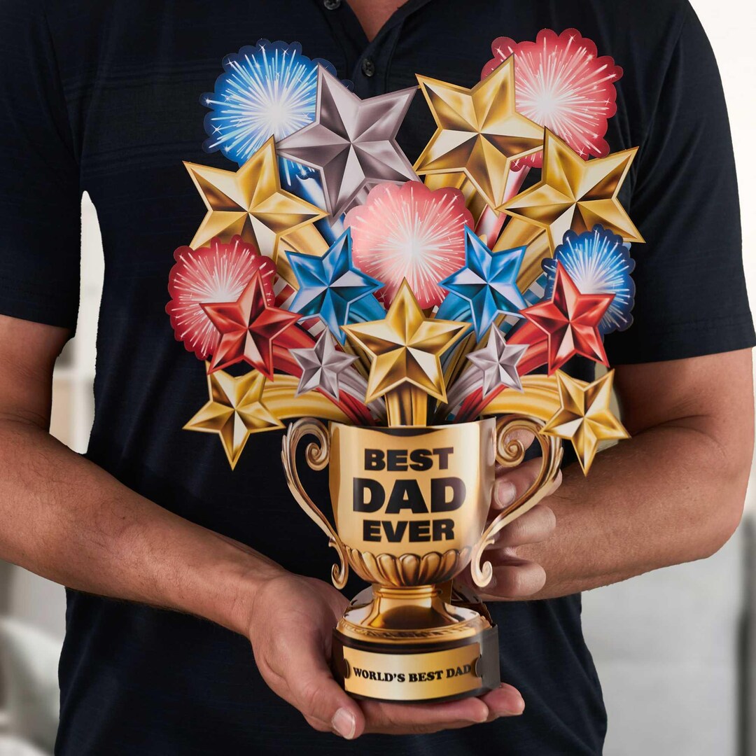 Best Dad Ever Pop up Trophy Card | Funny Father’s Day Card for Him | 3D ...