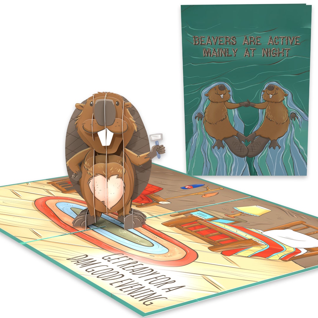 Beaver Anniversary Card 3D Pop up Cute Beaver I Love You Card for ...