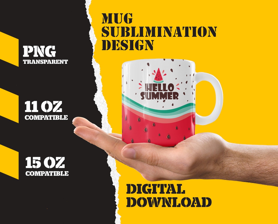 Watermelon Mug Border, Summer Mug, Holiday Mug, Summer Gift, Mug Design ...