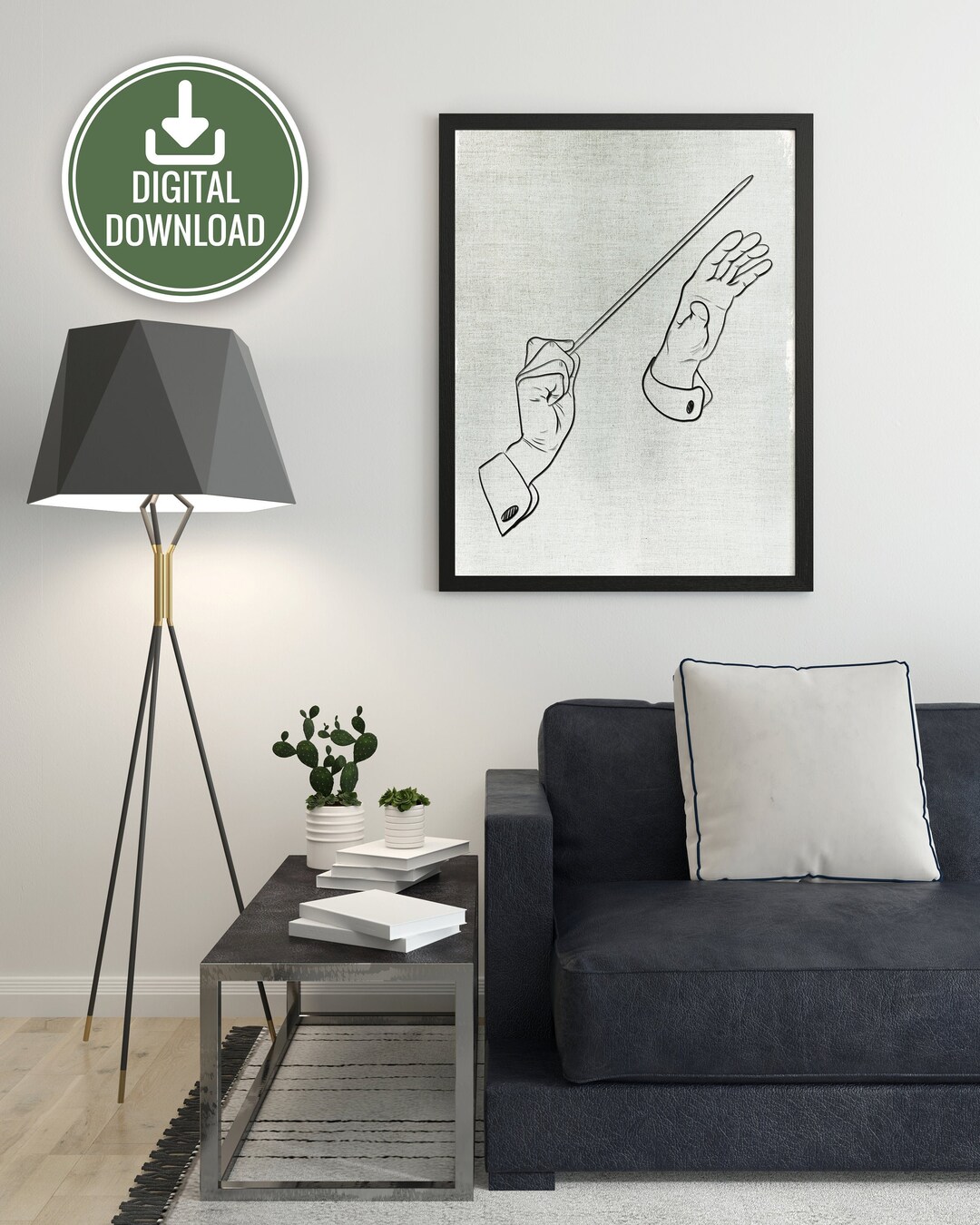 Conductor One Line Art Print - Minimalist Music Wall Art - Digital ...
