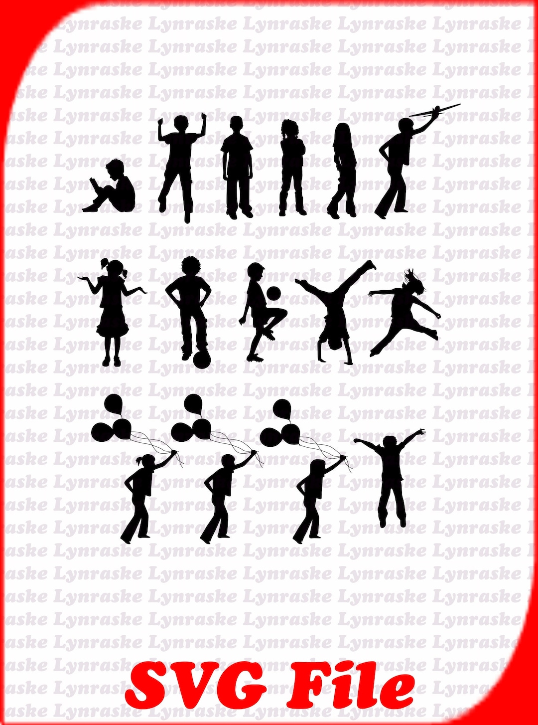 Children Silhouette Vectors SVG, Svg, Dxf, Cricut, Silhouette Cut File ...