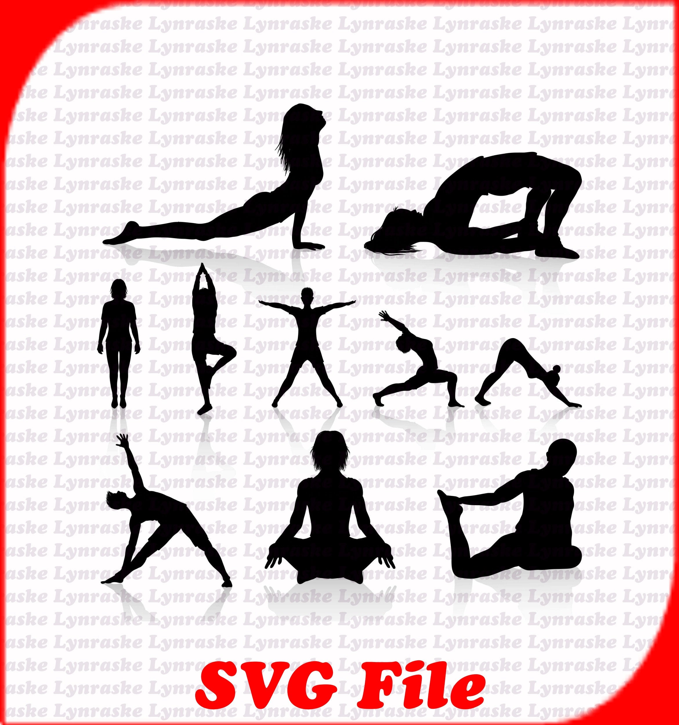 Yoga Silhouette Vectors SVG Svg Dxf Cricut Silhouette Cut - Etsy