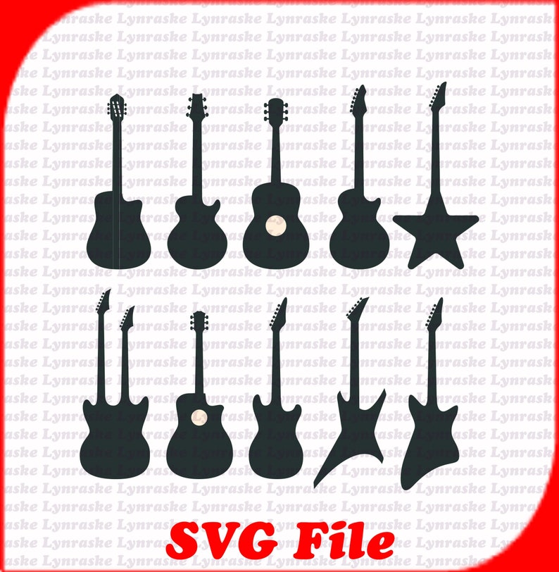 Guitars Silhouette Vectors SVG Svg Dxf Cricut Silhouette - Etsy