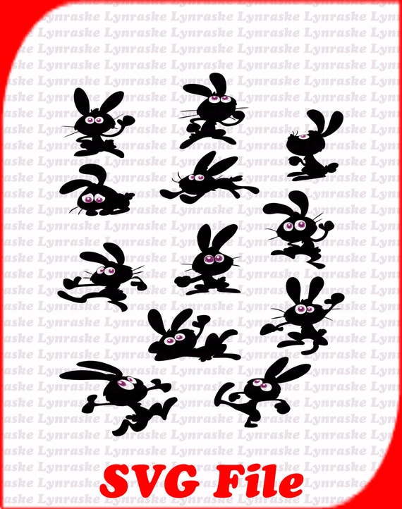 Funny Bunny Silhouette Vectors SVG Svg Dxf Cricut | Etsy