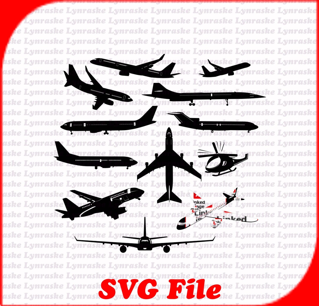 Vectores de silueta de avión SVG 1, svg, dxf, Cricut, Silhouette Cut ...